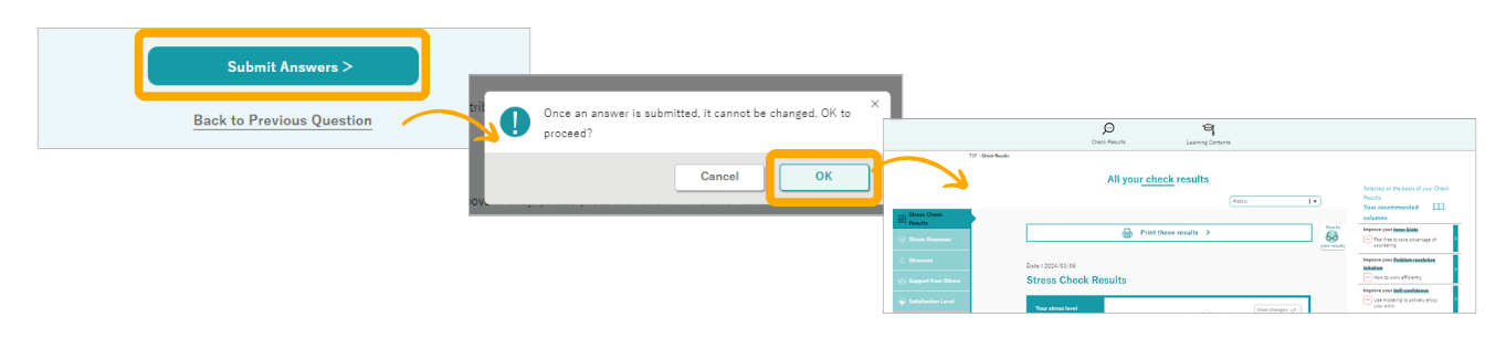 I want to know the flow of the stress check examination screen ...